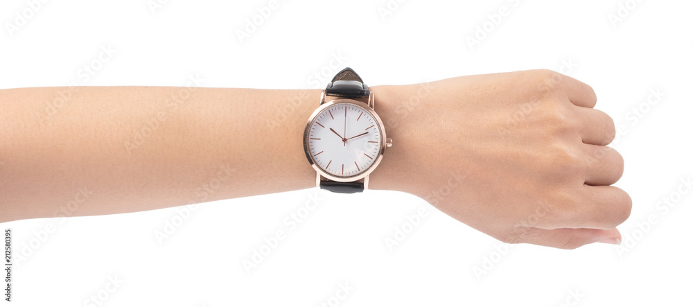 hand holding Wrist Watch isolated on white background Stock Photo ...
