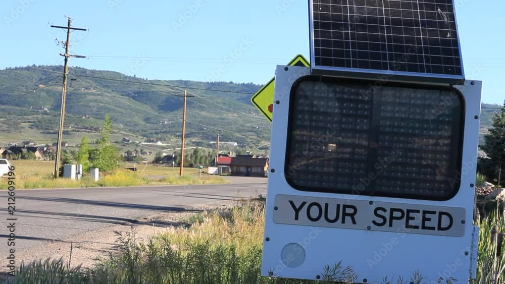 Radar detection, telling you your speed as you drive by the sign. Stock ...
