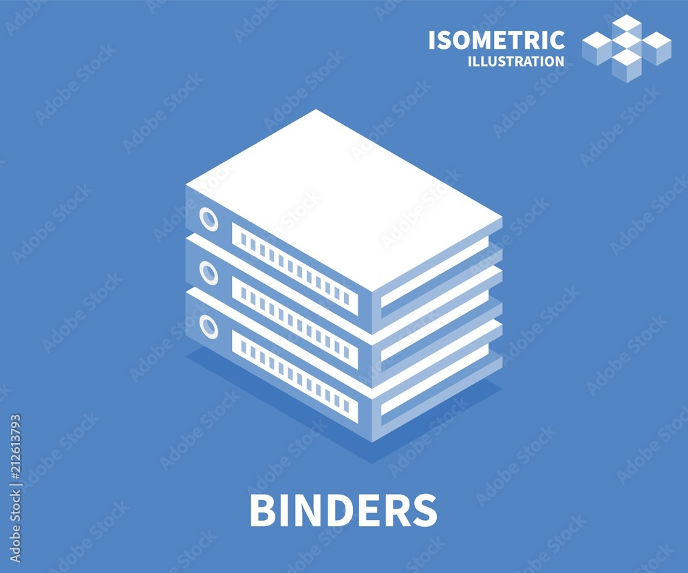 Binders icon. Isometric template for web design in flat 3D style ...