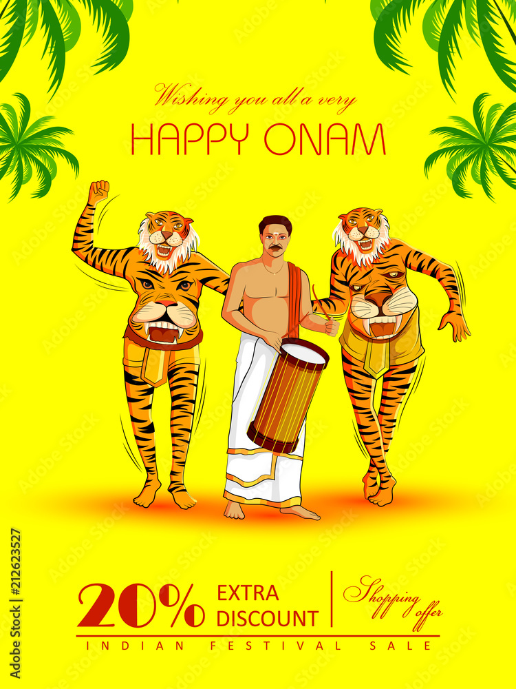 Happy Onam Big Shopping Sale Advertisement background for Festival of ...