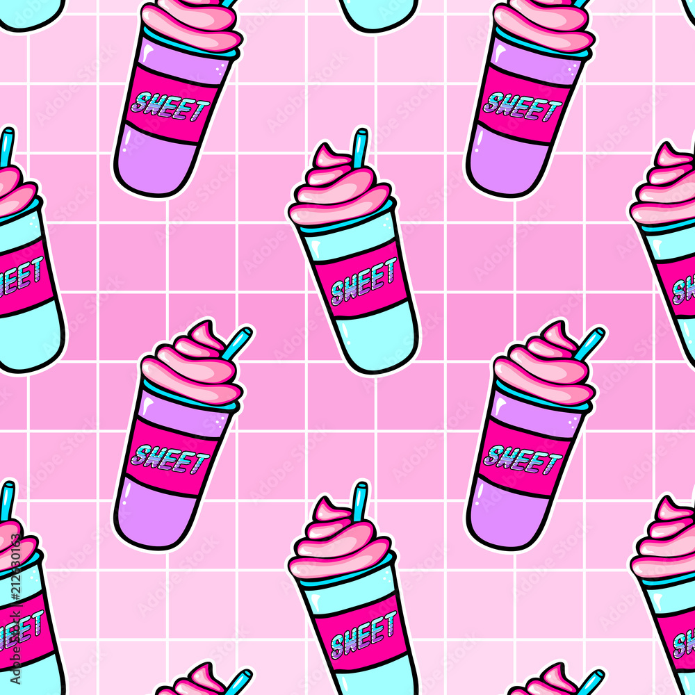 Sweet soda drink seamless pattern. Repeating background with beverages ...