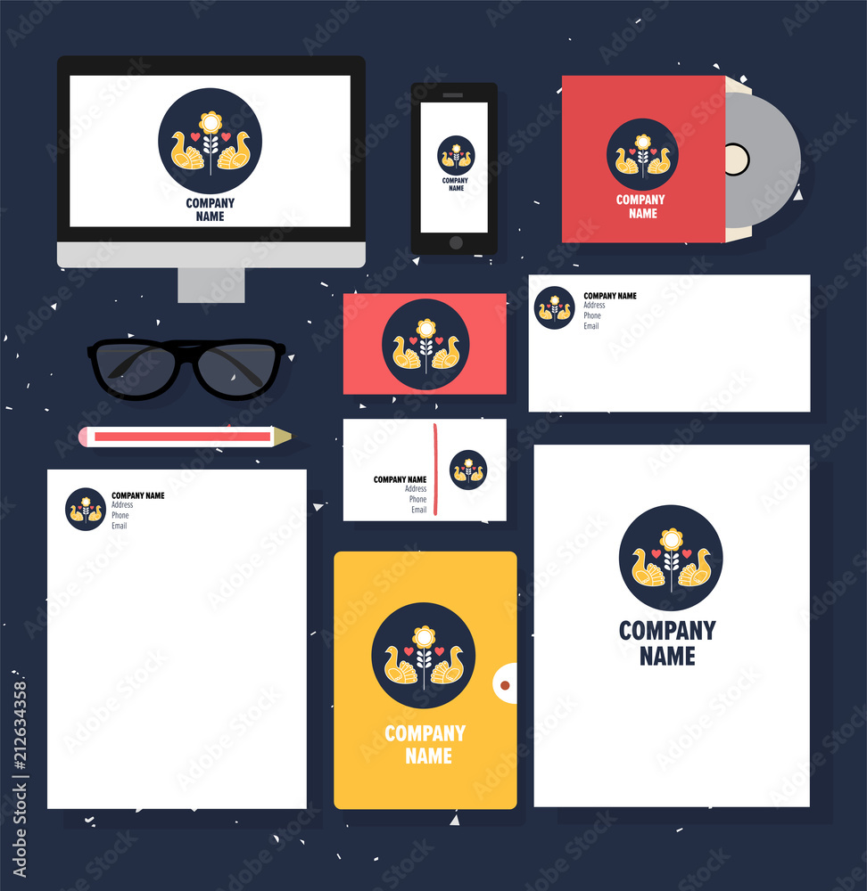 vector mock up illustration. mock up branding advertisement stationery ...