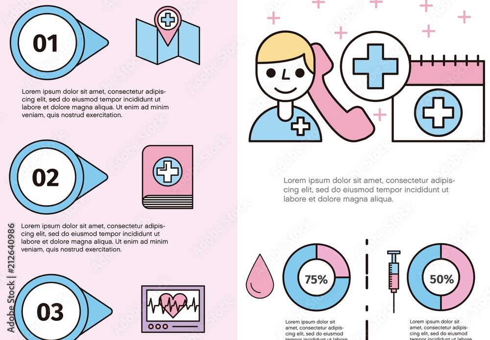 Pink Blue Medical Health Care Hospital Infographic Stock Template ...