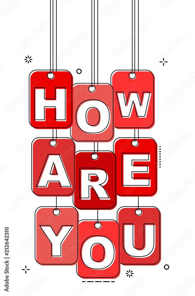 red flat line tag how are you Stock Vector | Adobe Stock