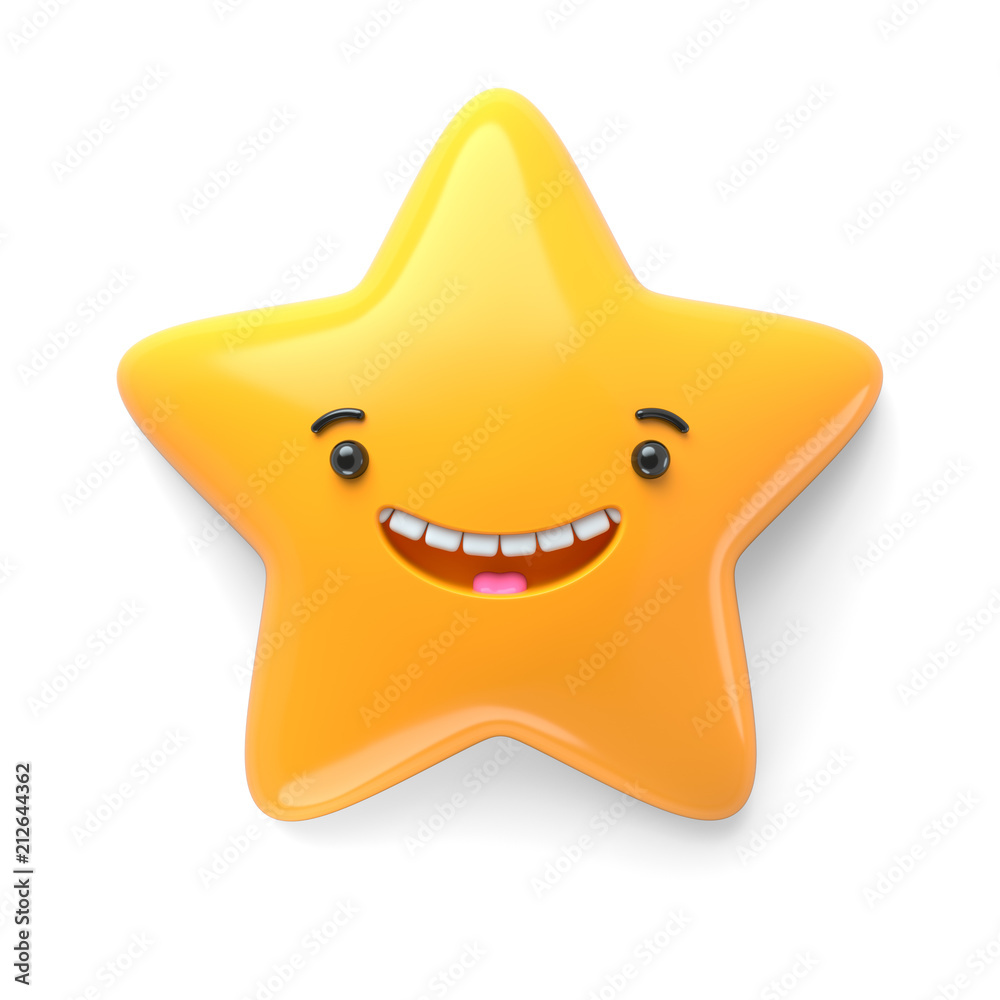 3d render, abstract emotional star icon, amazed emotion, lol, happy ...