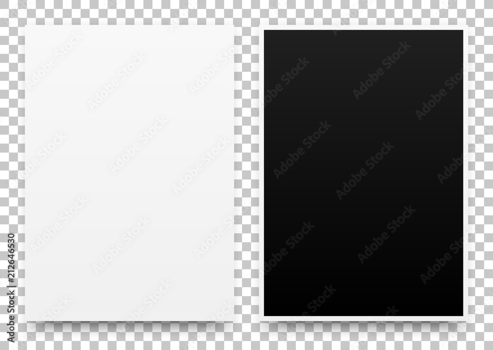 A2 white and black posters realistic template, mock-up with margins ...