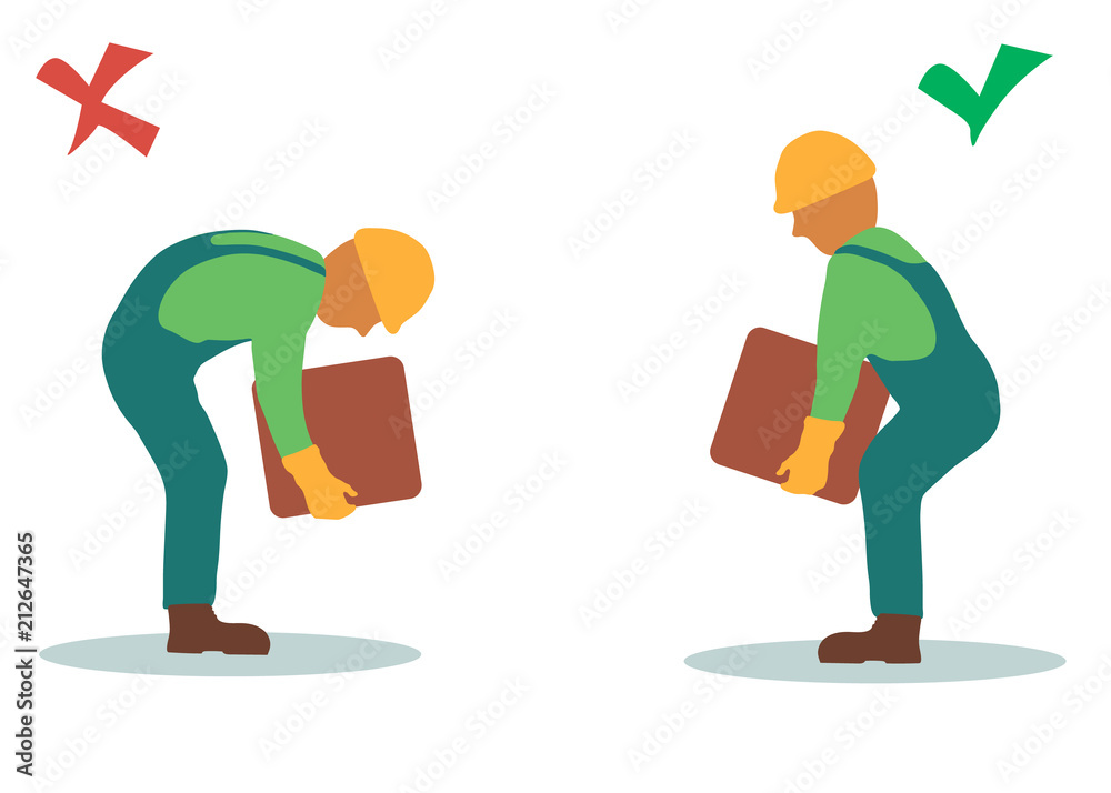 Safe handling and transportation of heavy items. Box and man, cargo and ...