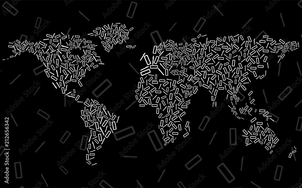 Abstract world map of binary computer code, technology background Stock ...