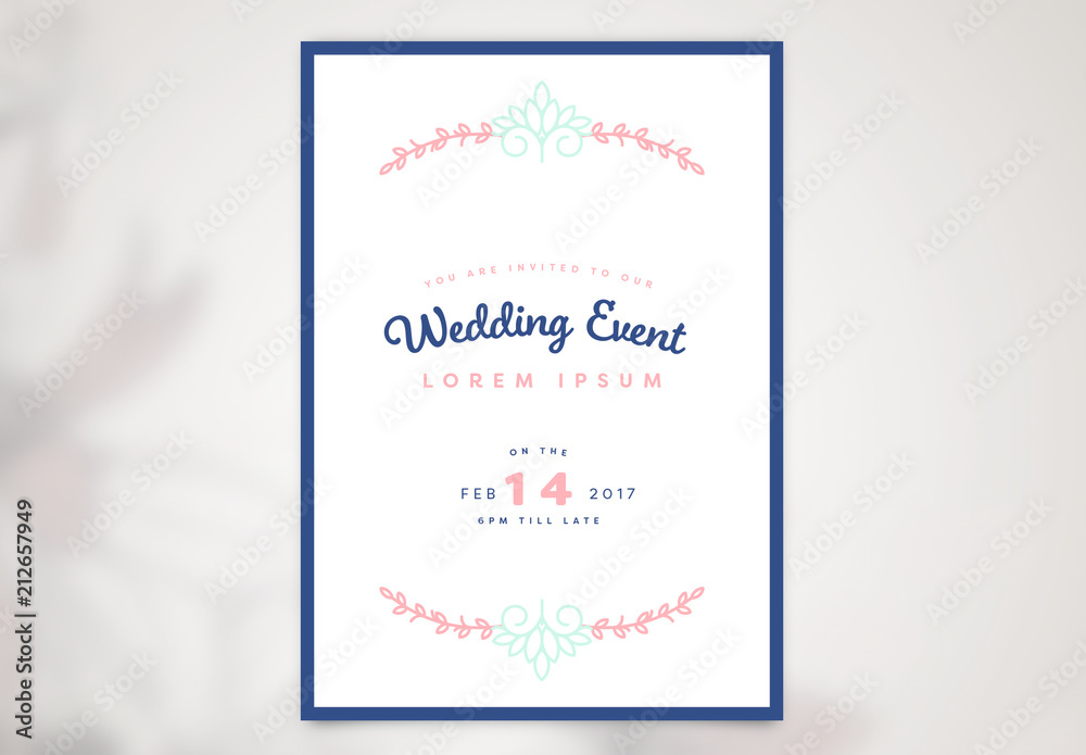 Wedding Event Poster Layout with Vine Elements Stock Template | Adobe Stock