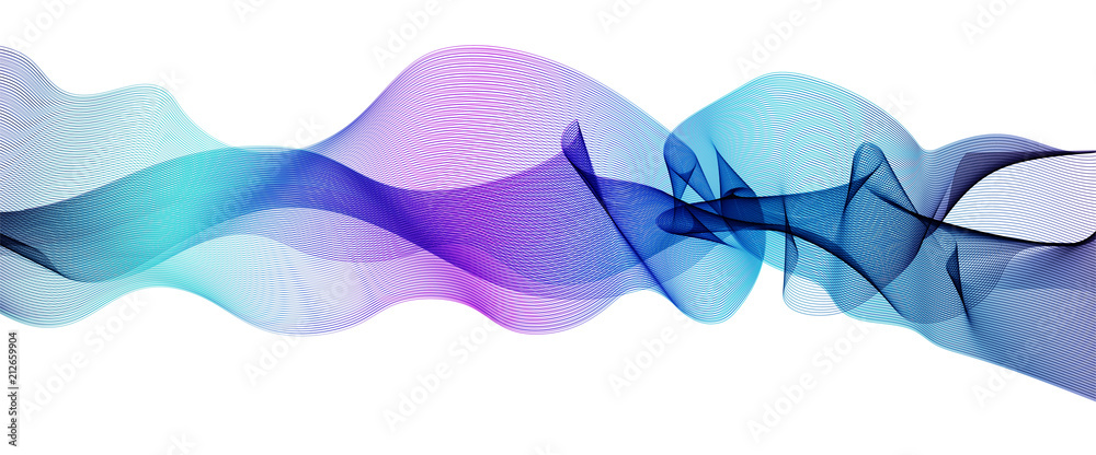 Vector wave pattern blue, purple, turquoise. Waving ribbon flowing ...