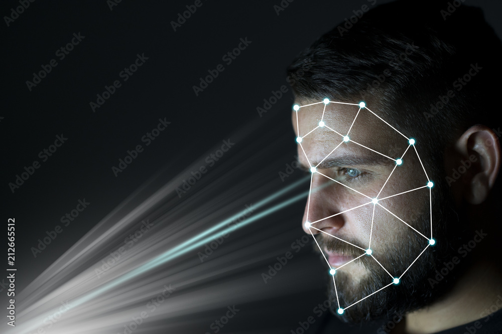 Biometric identification and verification face detection concept ...