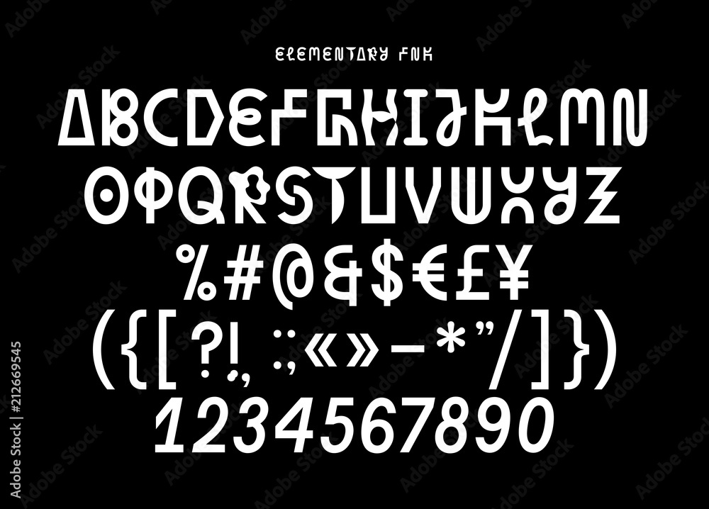 Monospaced fancy weird sans serif playful font, uppercase letters ...