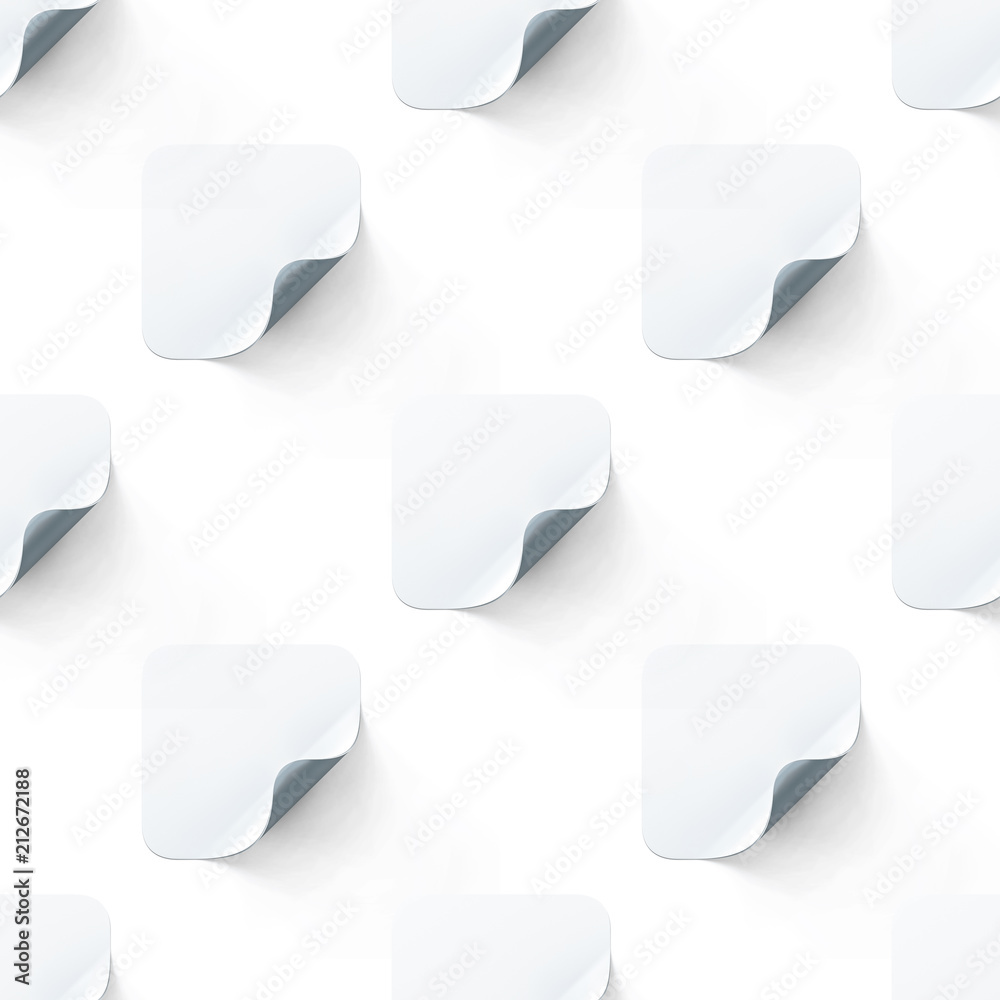 Blank white square stickers mock up seamless pattern, 3d rendering ...