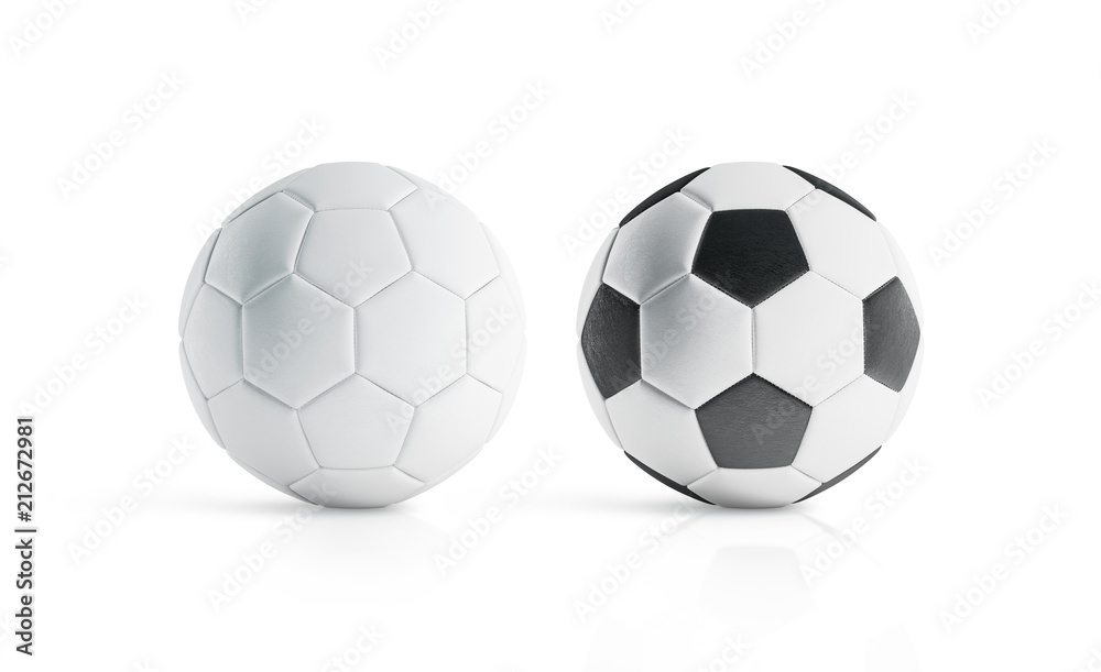 BLank white and white with black polygons soccer ball mockup, 3d ...