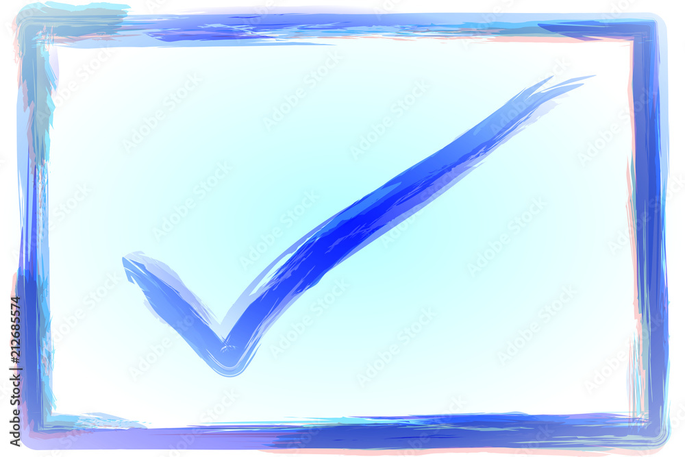 Blue watercolor of check mark symbol, abstract background Stock ...