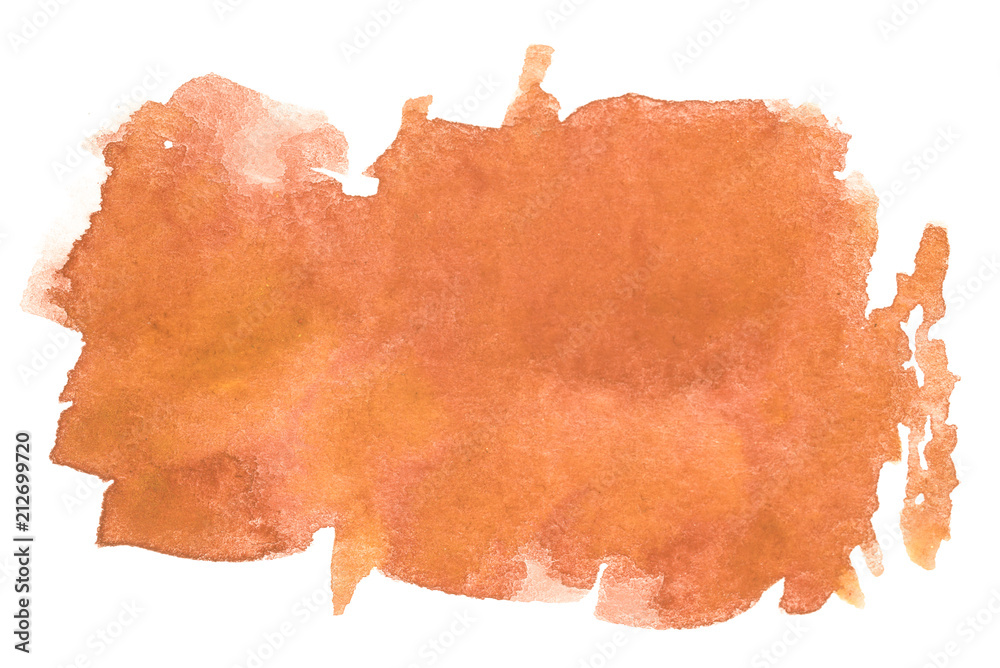 orange bright spot rectangular with uneven edges watercolor stain ...