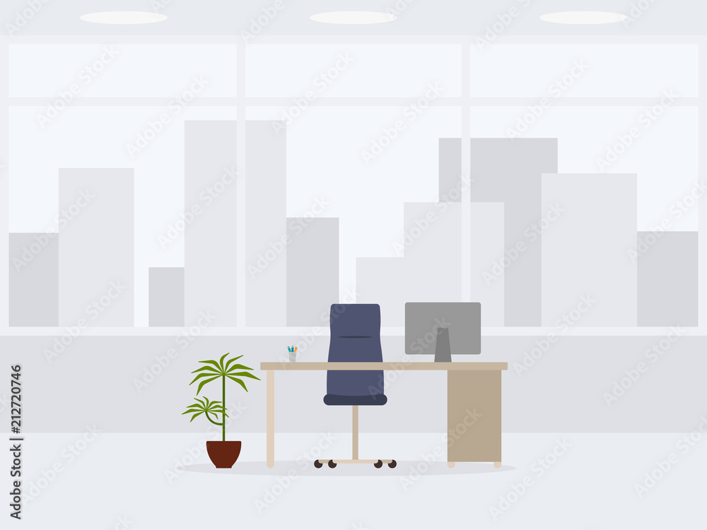 Design of modern empty office front view. Vector illustration of ...