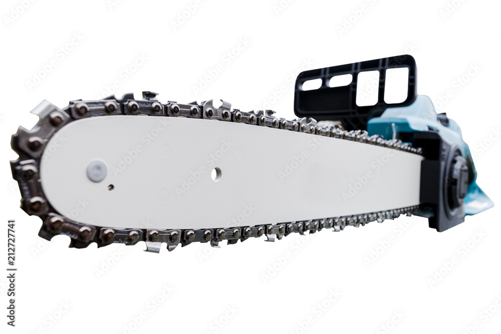 Professional chainsaw isolated on white background. New chainsaw saw ...