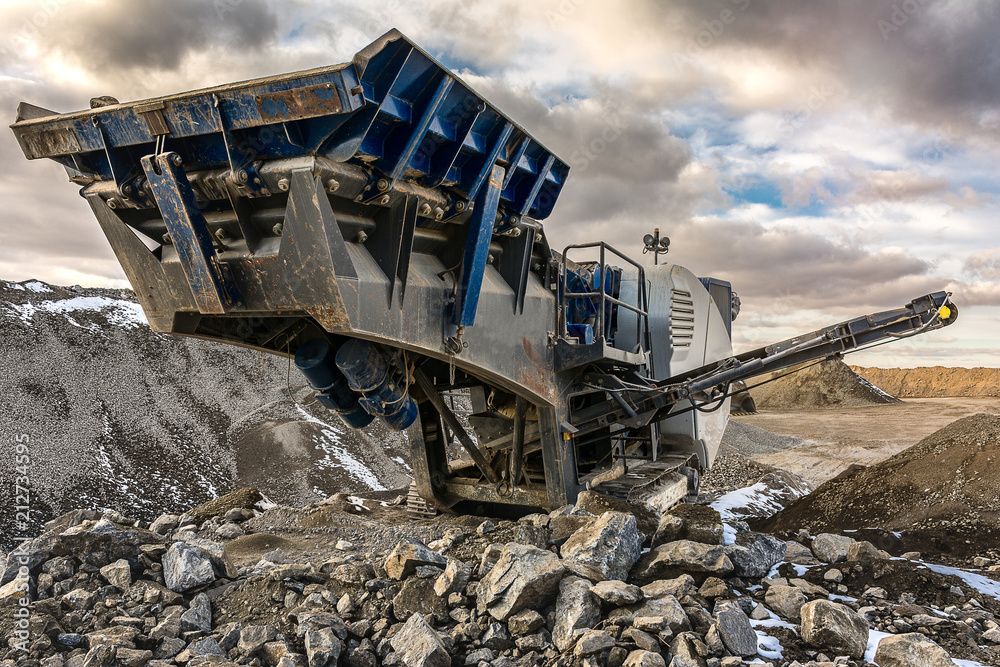 Stone processing and extraction plant to transform into gravel Stock ...