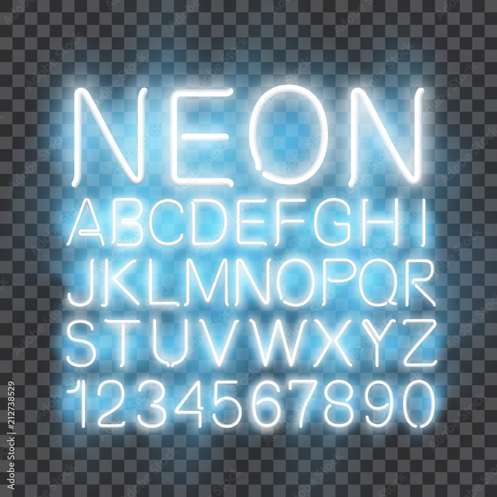 Neon light Font vector transparent background Stock Vector | Adobe Stock