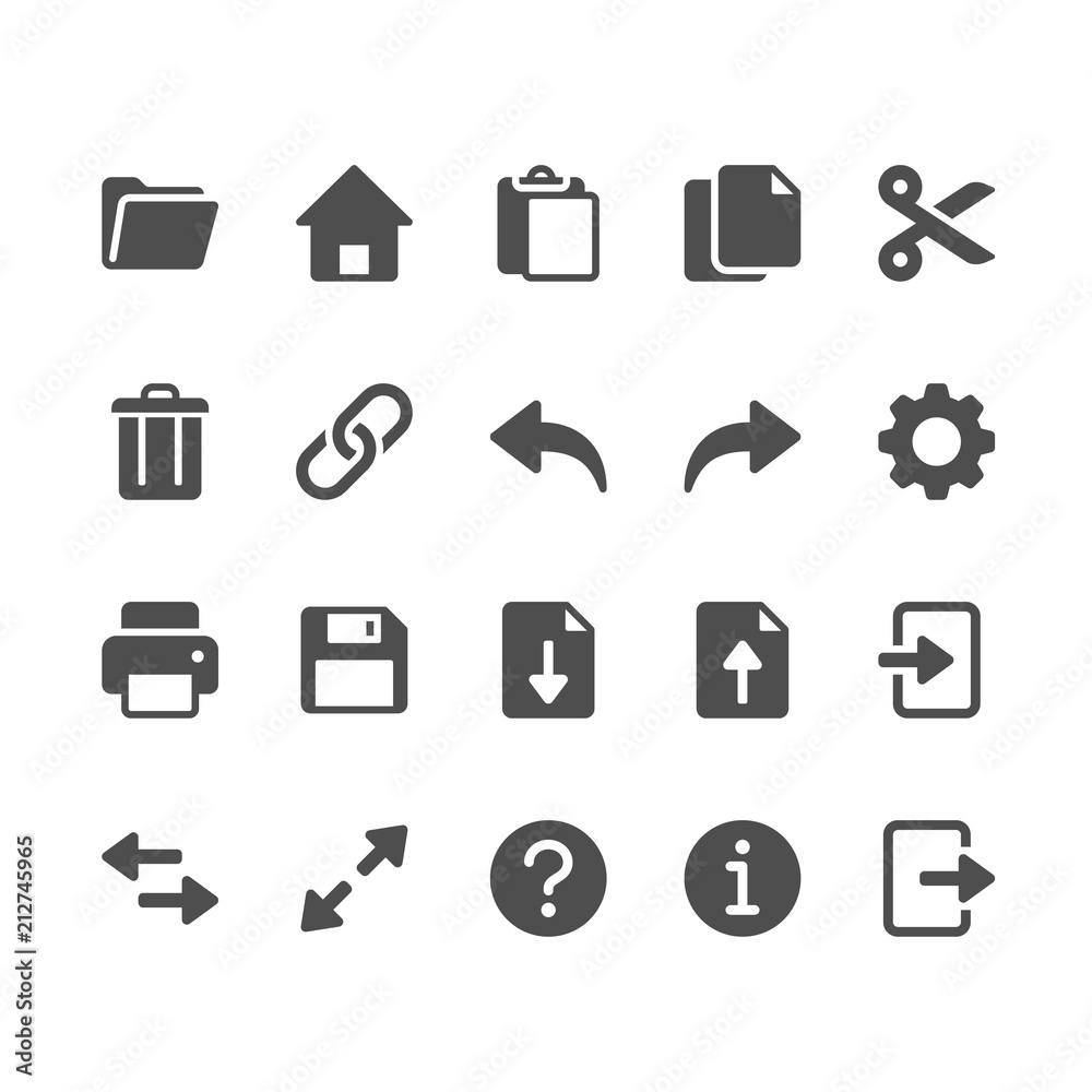Application toolbar glyph icons Stock Vector | Adobe Stock