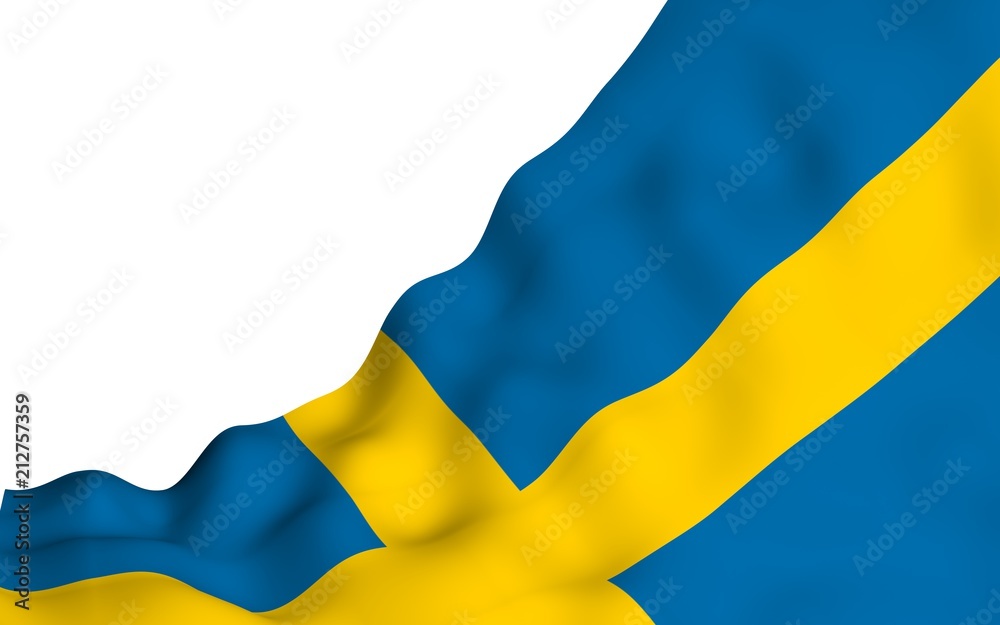 The flag of Sweden. Official state symbol of the Kingdom of Sweden. A ...