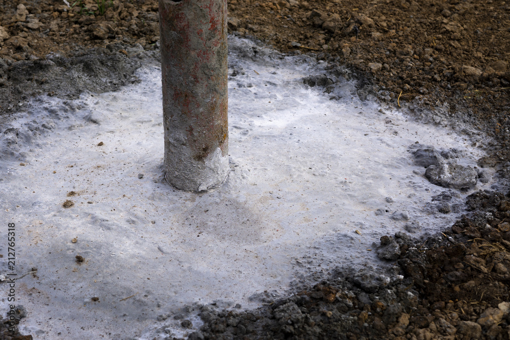 Concrete pouring during commercial concreting floors of buildings in ...