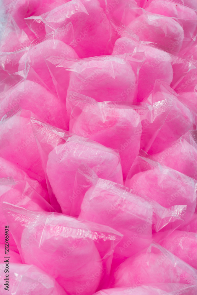 Pink cotton candy close up. Sweet treat for kids, traditional food in ...