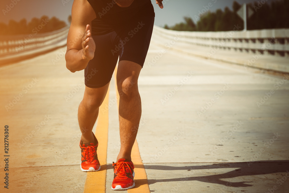 Running man. Male runner at sprinting speed training for marathon ...
