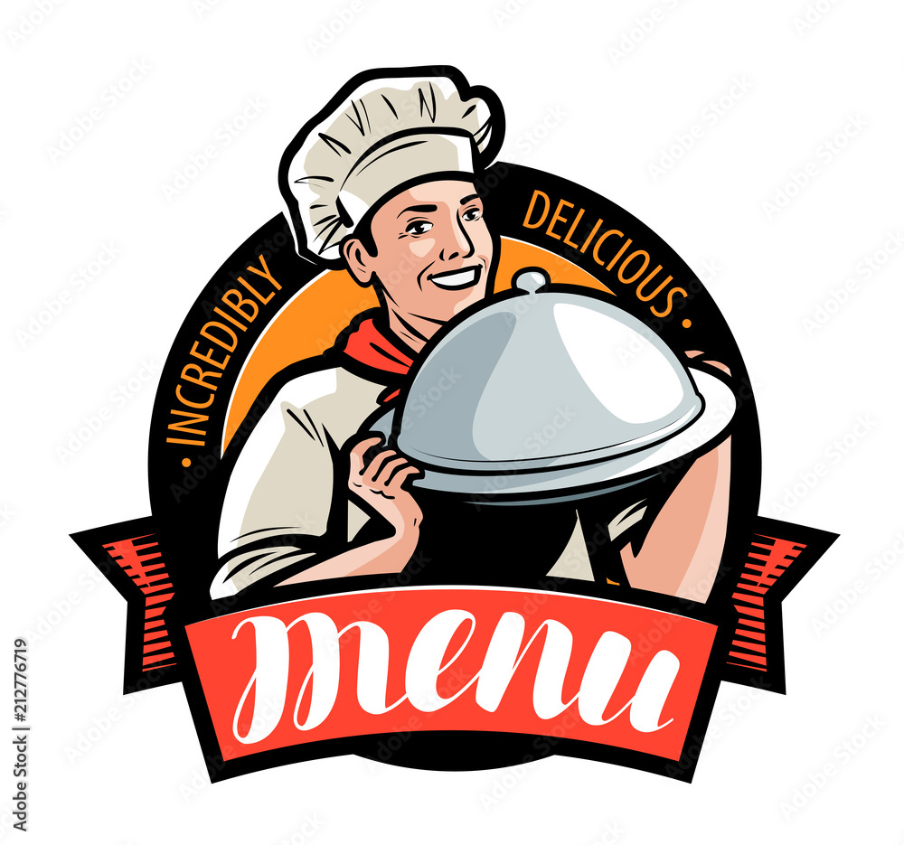 Restaurant or cafe menu, logo or label. Vector illustration Stock ...