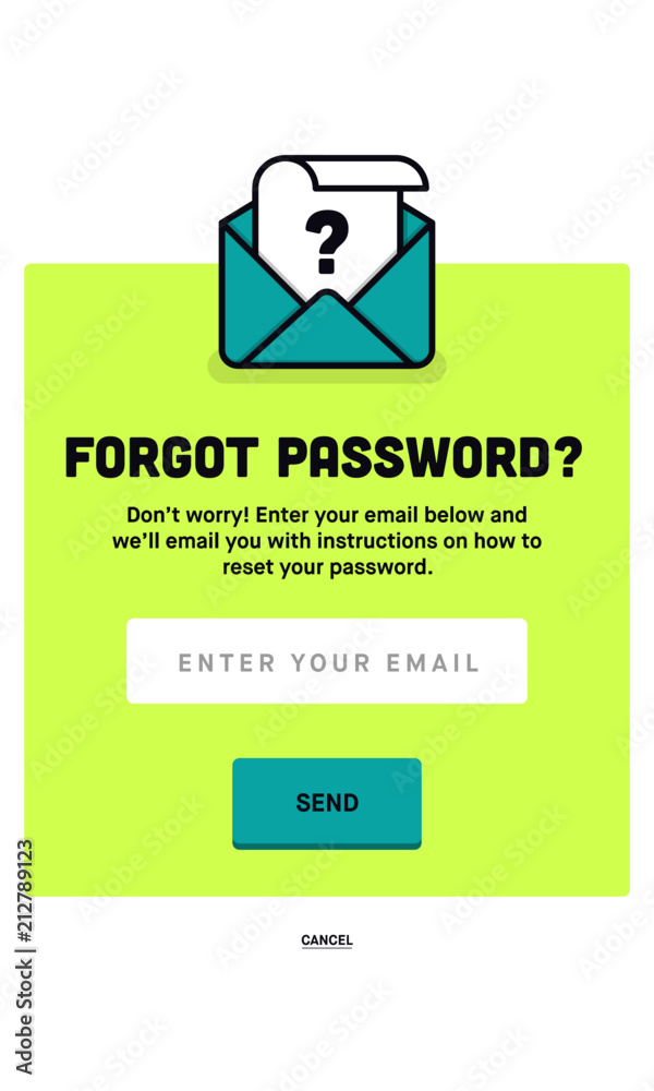 Forgot Password. Flat Style Vector Illustration UI UX Design with Text ...
