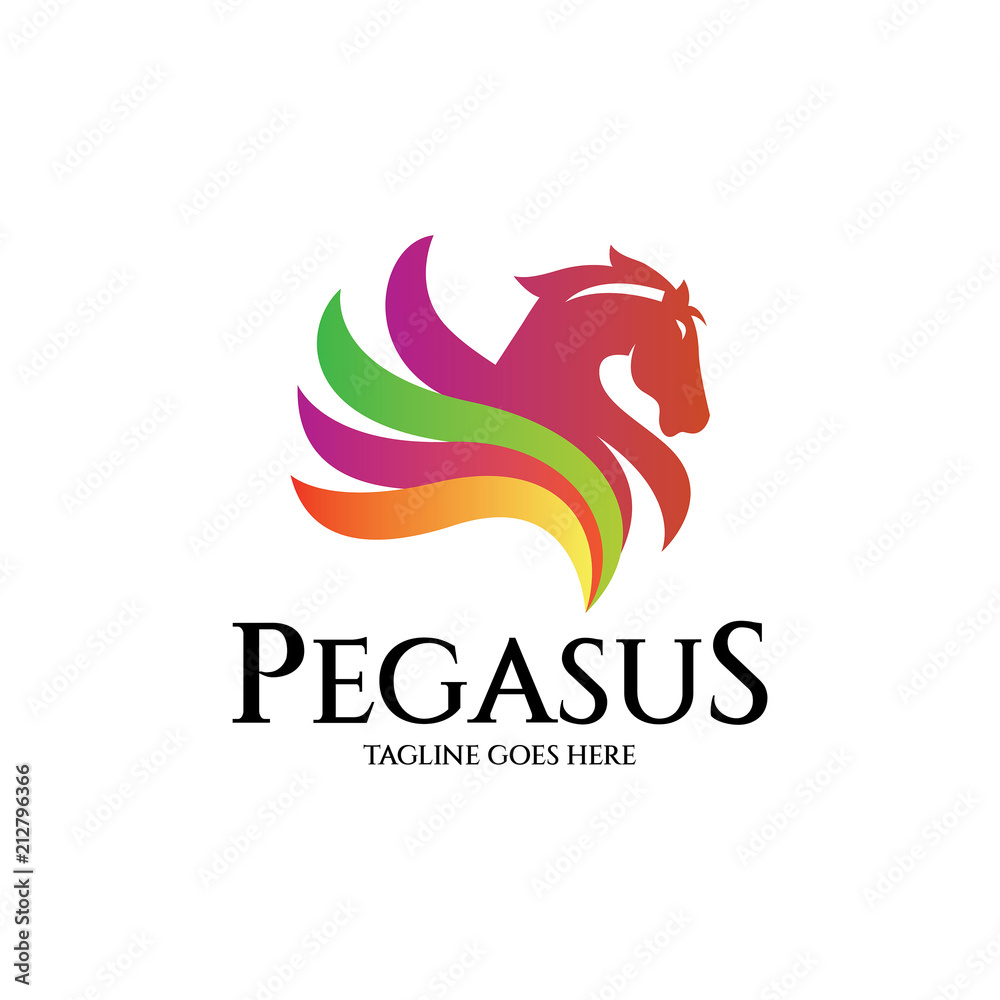 Pegasus logo design template. Vector illustration Stock Vector | Adobe ...