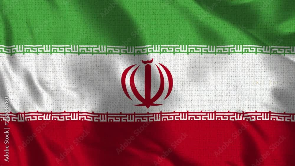 Realistic 4K 60 fps flag of the Iran waving in the wind. Seamless loop with highly detailed ...
