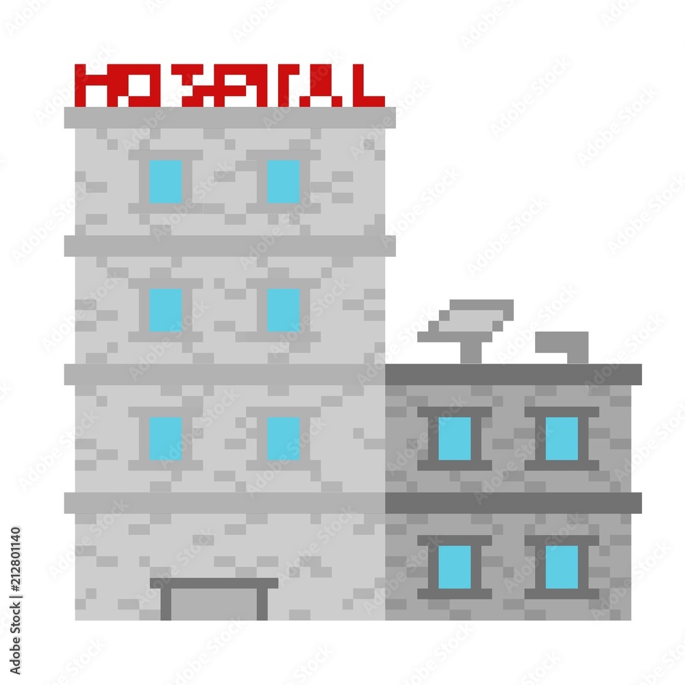 hospital pixel art building Stock Illustration | Adobe Stock
