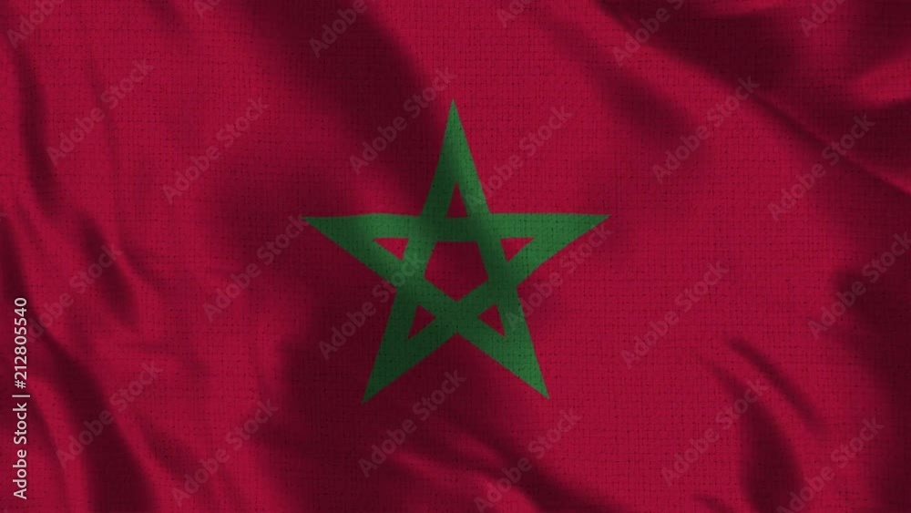 Realistic 4K 60 fps flag of the Morocco waving in the wind. Seamless ...