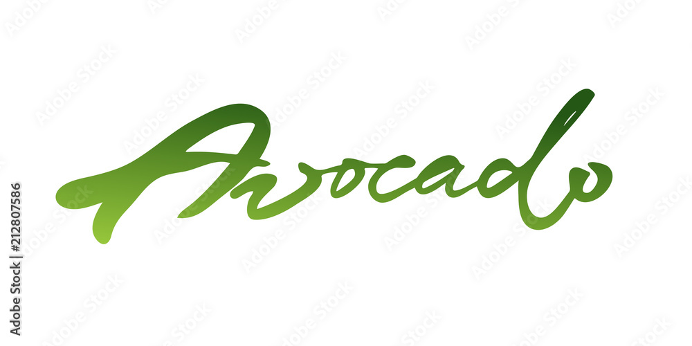 Avocado calligraphic logo. Handwritten lettering Stock Vector | Adobe Stock