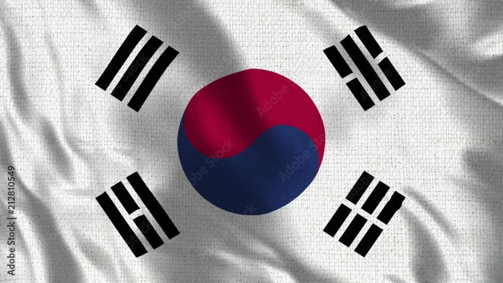 Realistic 4K 60 fps flag of the South Korea waving in the wind ...