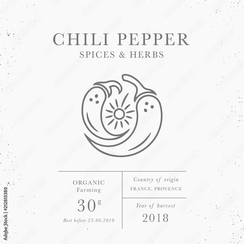 Chili pepper - emblem of packaging design template. Stock Vector ...