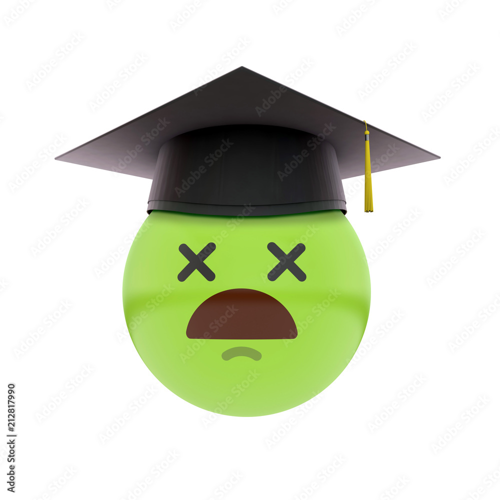 Graduation emoji wearing a traditional graduation cap. Education ...
