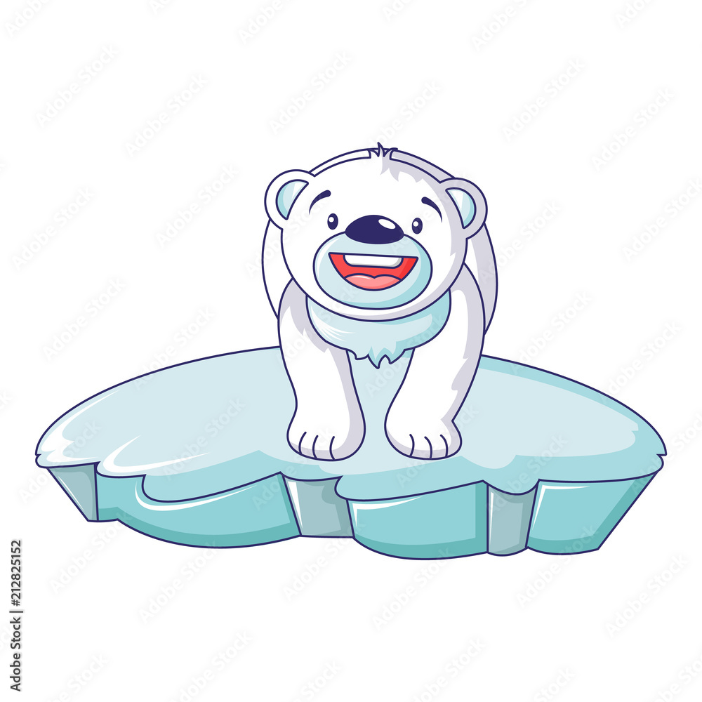 Polar Bear On Iceberg Cartoon Clipart