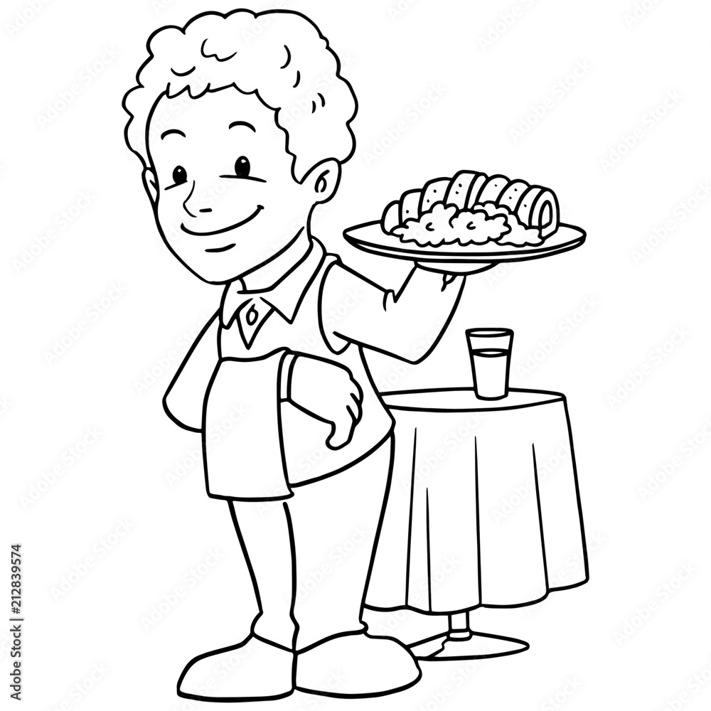 Waiter cartoon illustration isolated on white background for children ...