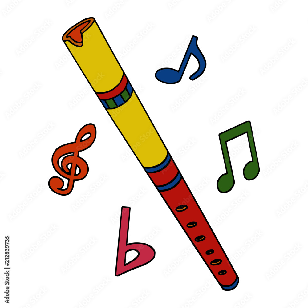 Flute cartoon illustration isolated on white background for children ...