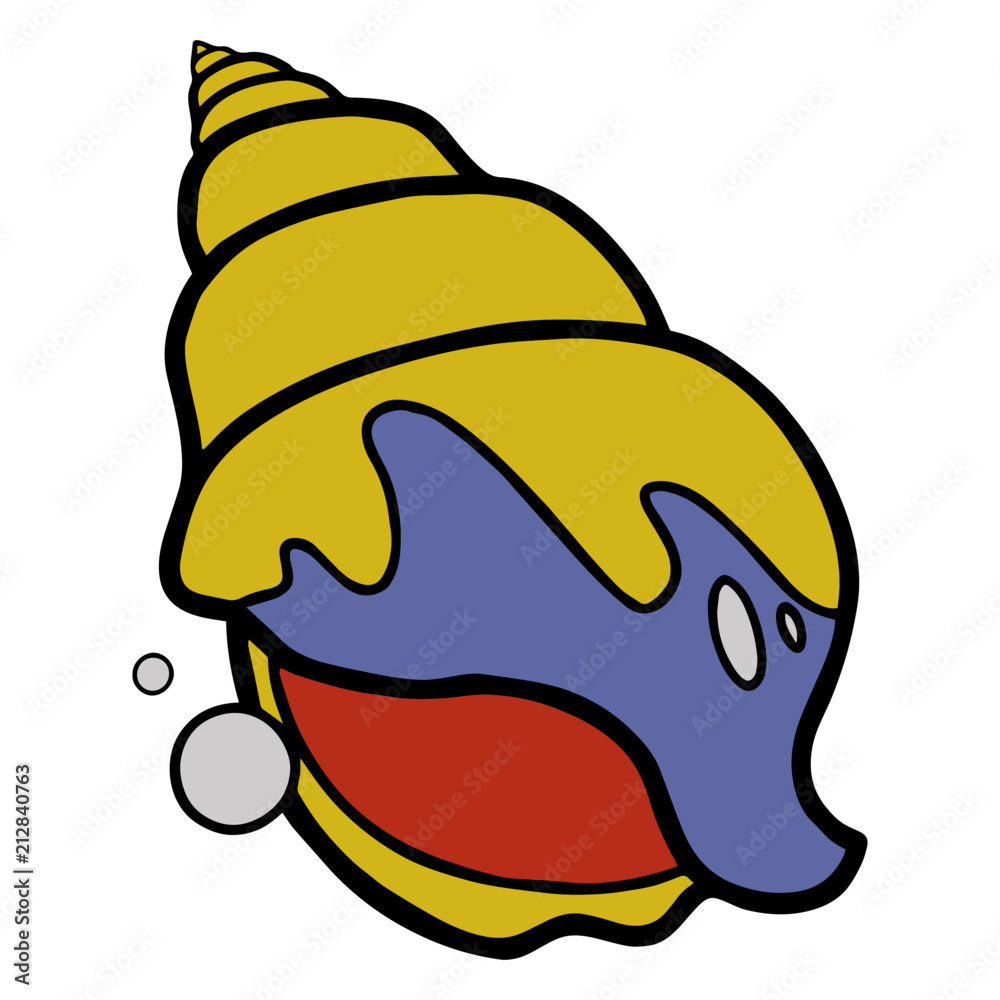 Cute conch cartoon illustration isolated on white background for ...