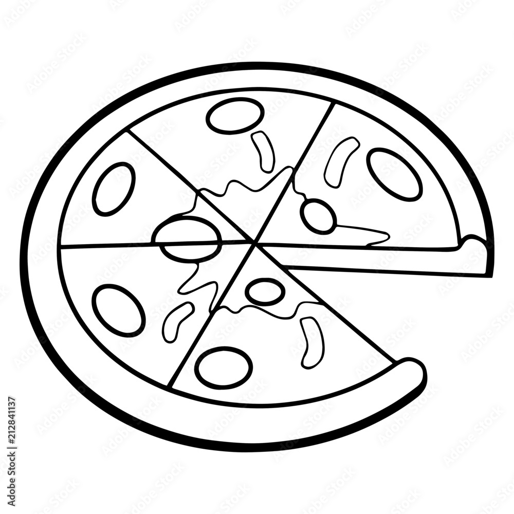 Cartoon Pizza Black And White