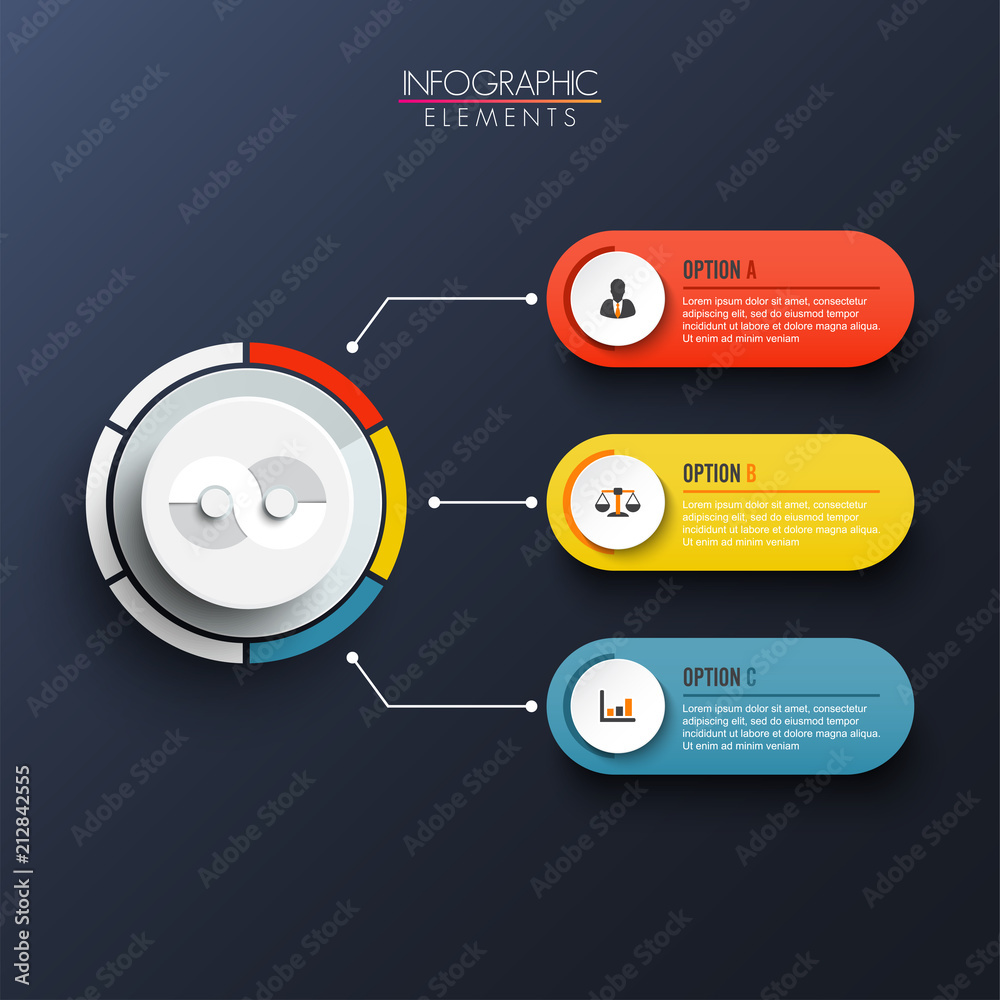 Abstract elements of graph Vector infographic template with label ...