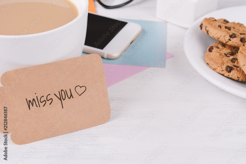 Paper card with "miss you" text Stock Photo | Adobe Stock