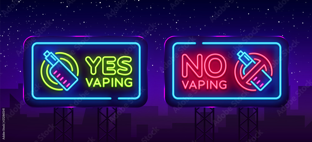 Vaping neon signs collection vector template, light banner, bright ...