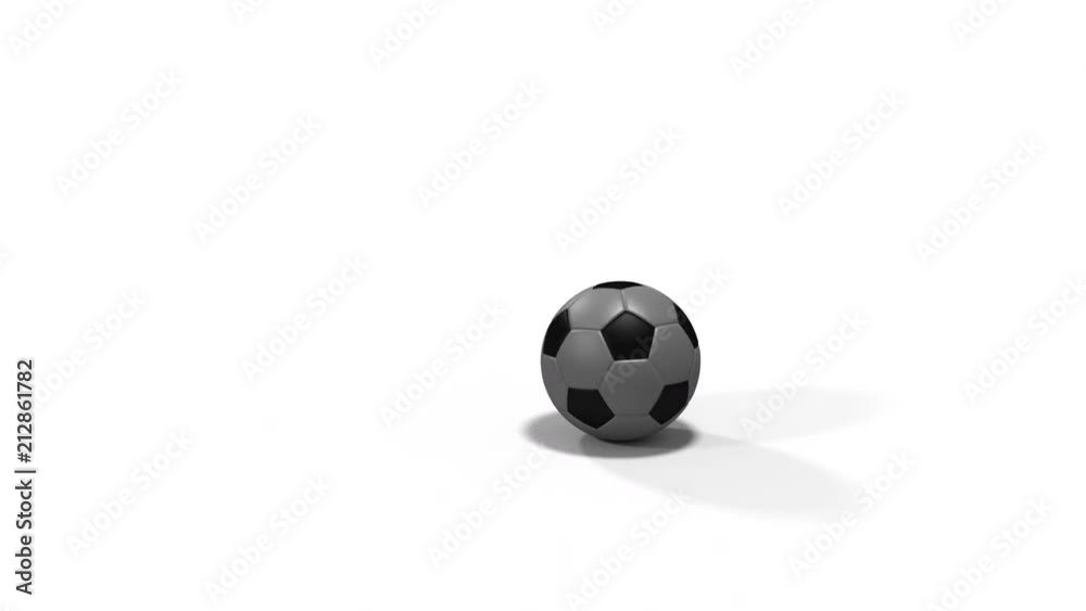Realistic black and white soccer ball and its shadow jumping and ...