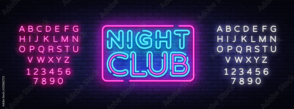 Night Club neon sign vector. Night Club design template neon sign ...