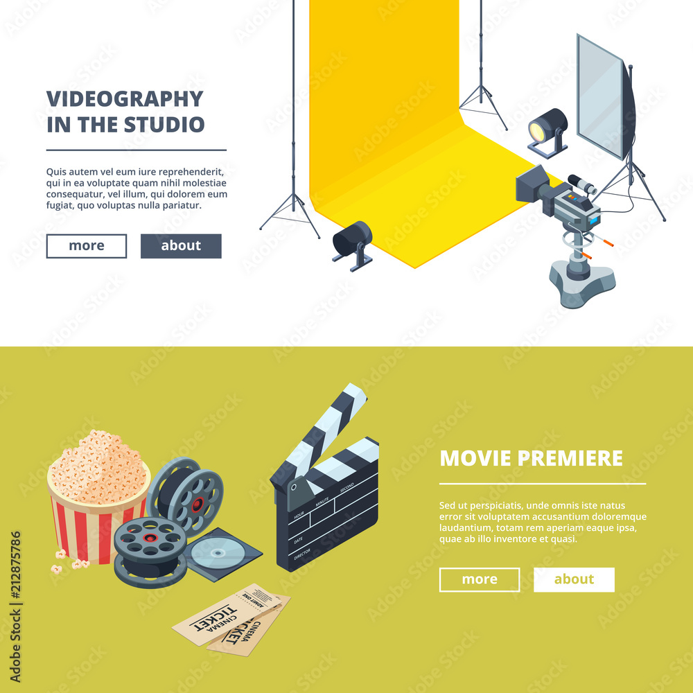 Video and photo production. Vector template of horizontal banners Stock ...